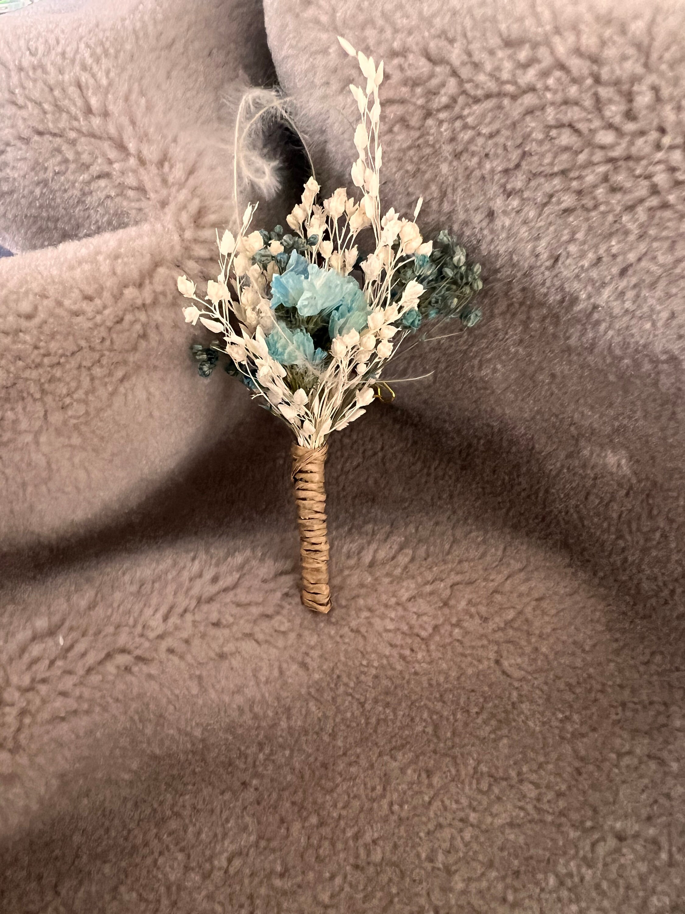 Turquoise Groom's Buttonhole in Dried Flowers, Original Wedding ...