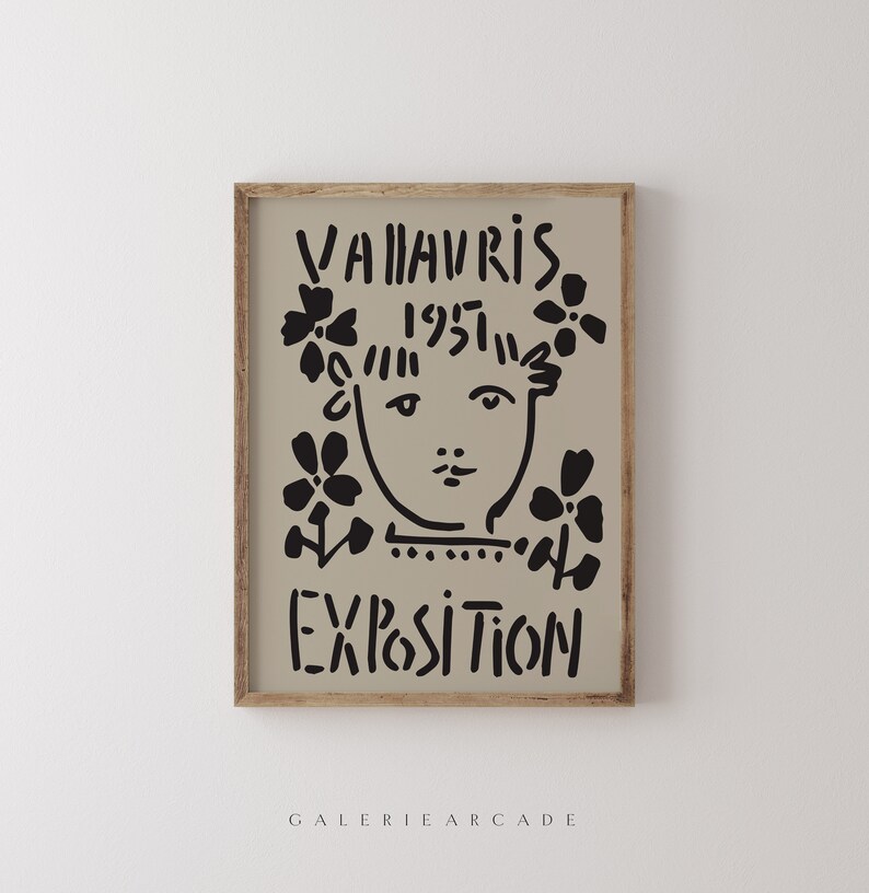 Arte mural imprimible Imprimir Picasso Vallauris Exposición 1951 Beige ...