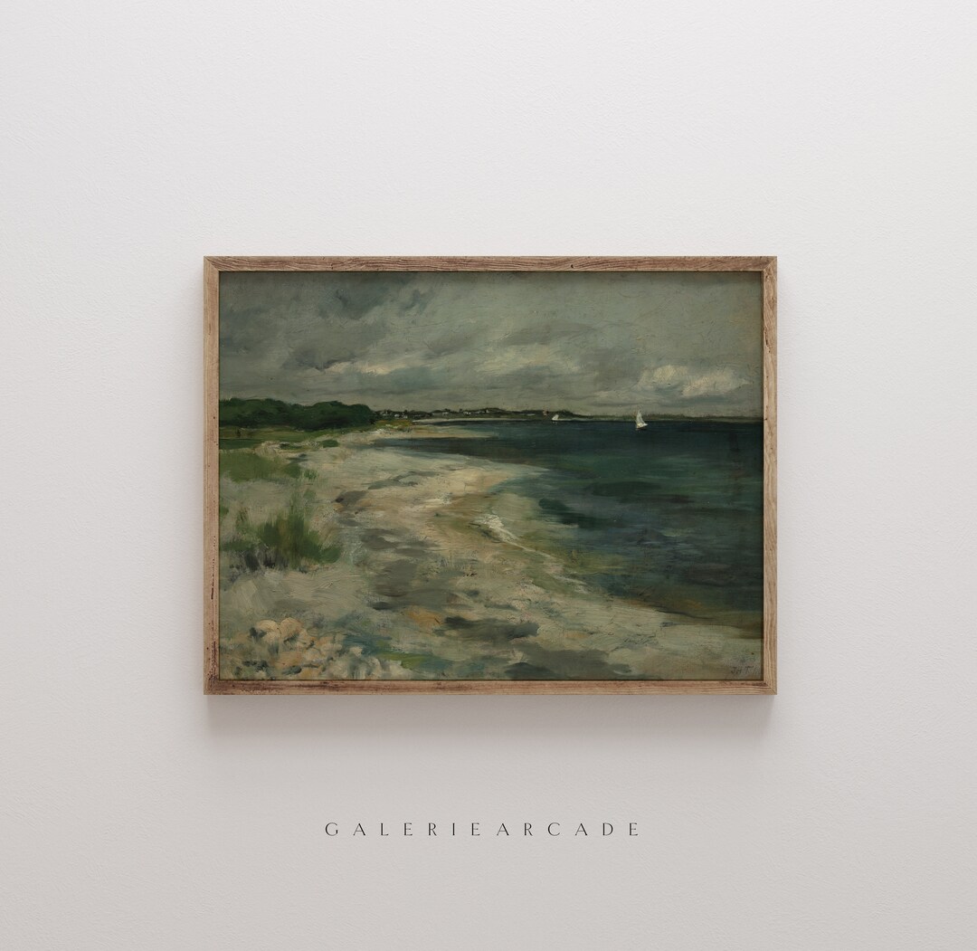 PRINTABLE STORM CLOUDS Nautical Vintage Seascape Landscape Oil Painting ...