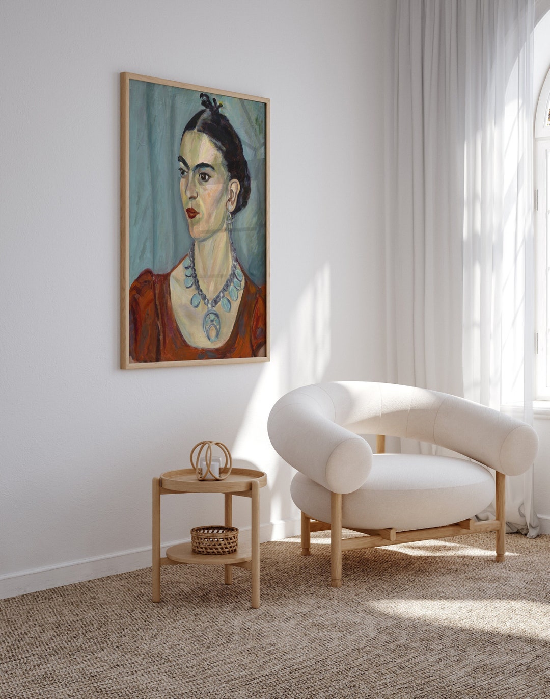 Frida Kahlo Vintage Portrait Red and Blue Painting Portrait - Etsy