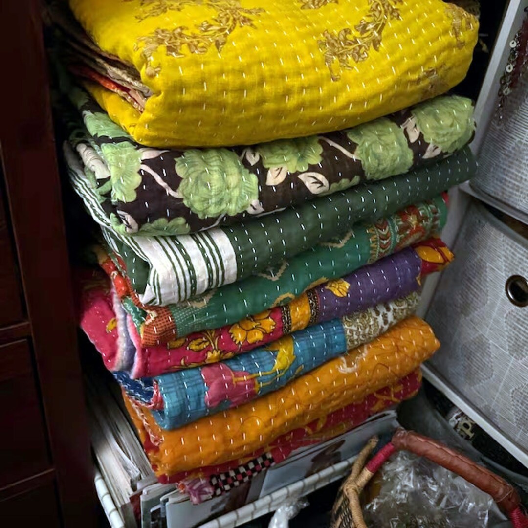 Sundance Kantha Throw Recycle Fabric Bohemian Bedspread Quilted Bed ...