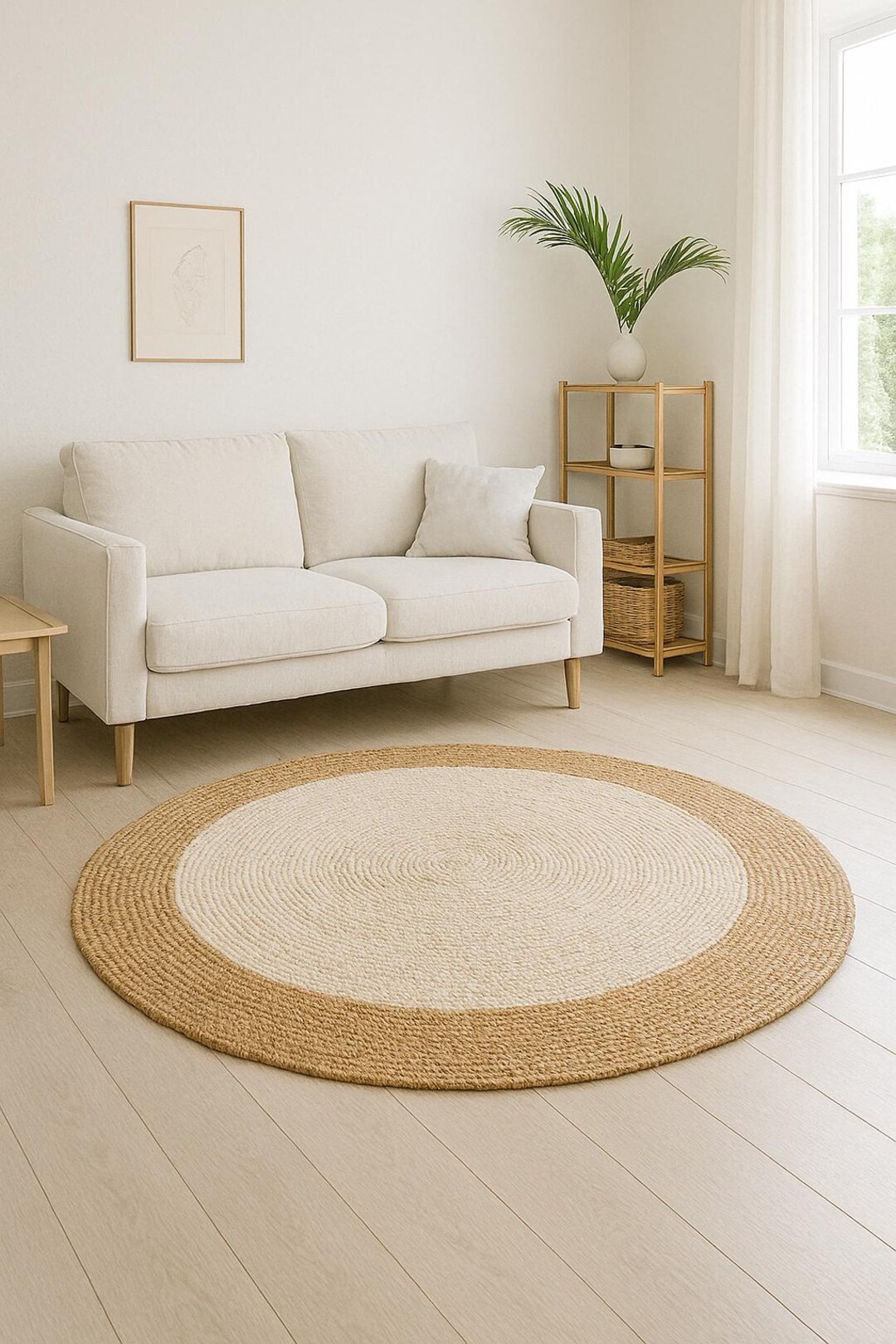 Natural Circle Jute Rug | Custom Size Indian Hand Braided Circle Jute ...