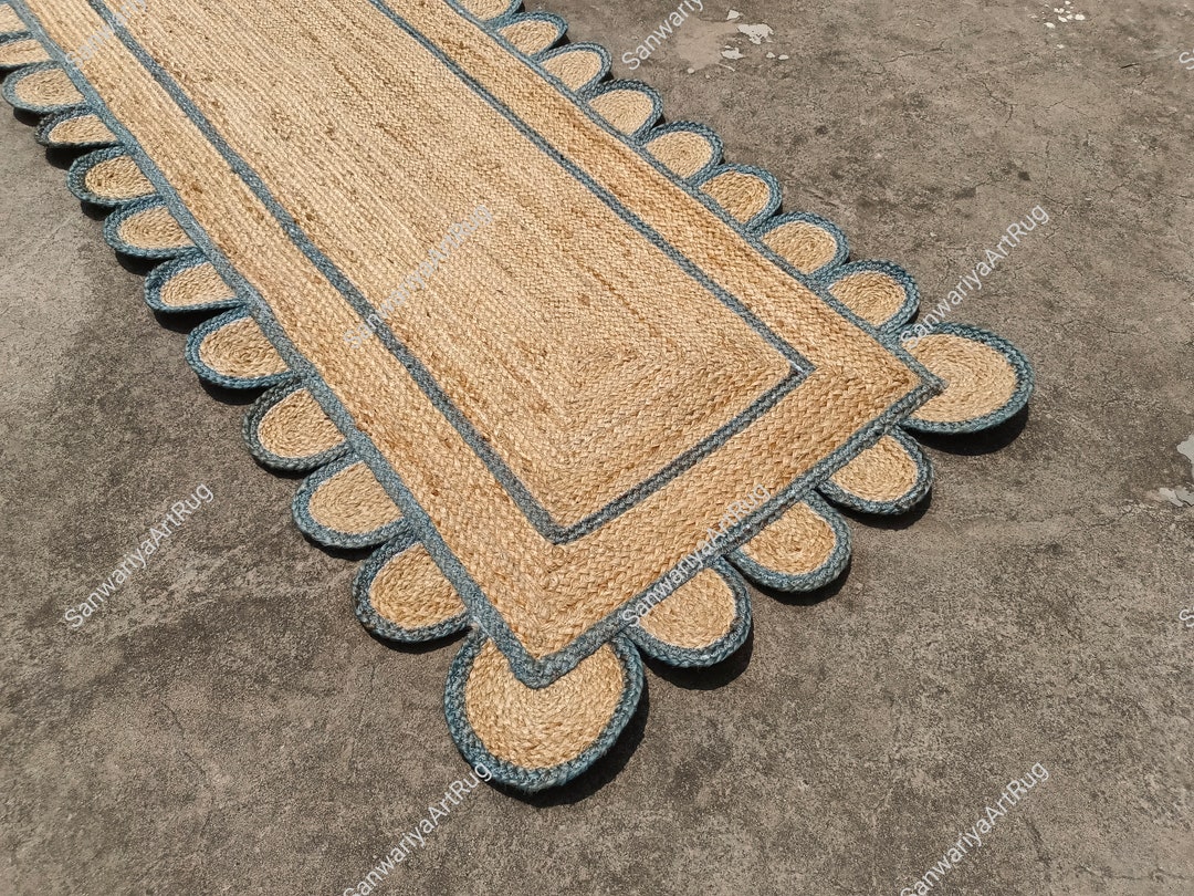 Handmade Jute Scalloped Runner Rug | Boho Decor - Etsy