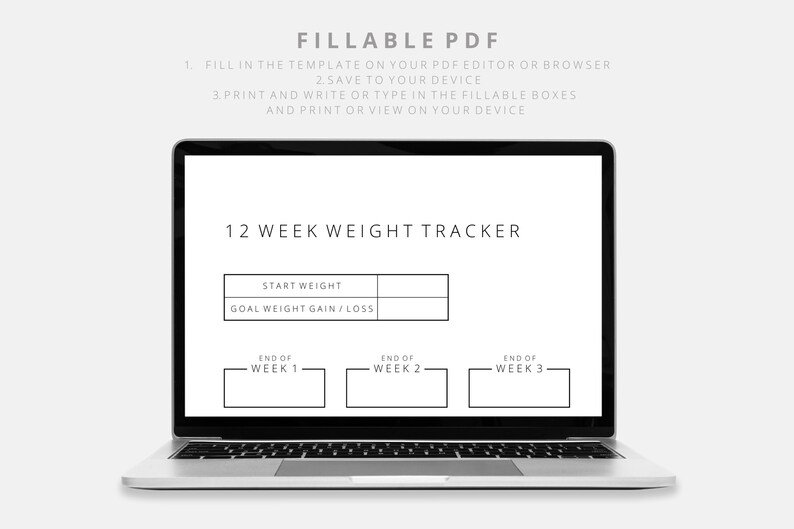 12 Week Weight Tracker Printable Planner Sheet Fillable PDF - Etsy