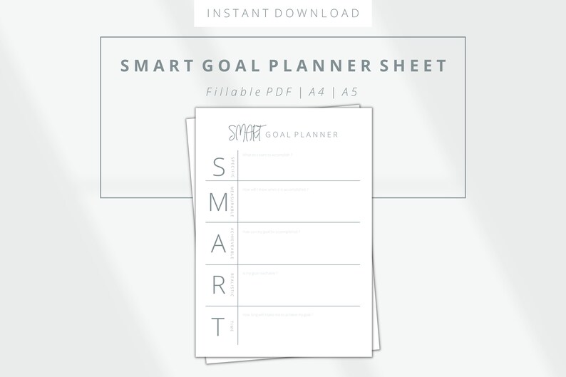 SMART Goal Planner Printable Sheet Fillable PDF A4 A5 - Etsy