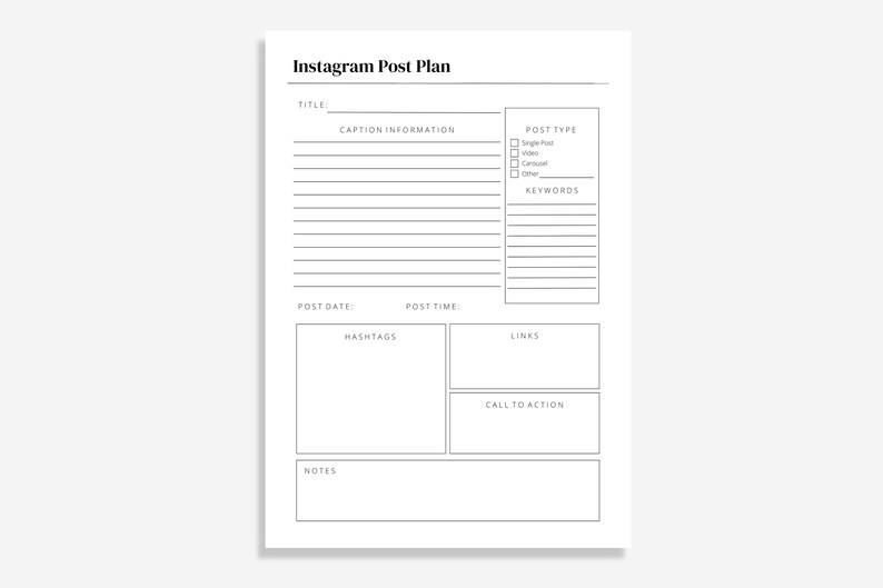 Instagram Post Planner Printable, Instagram Post Ideas, Content Planner ...