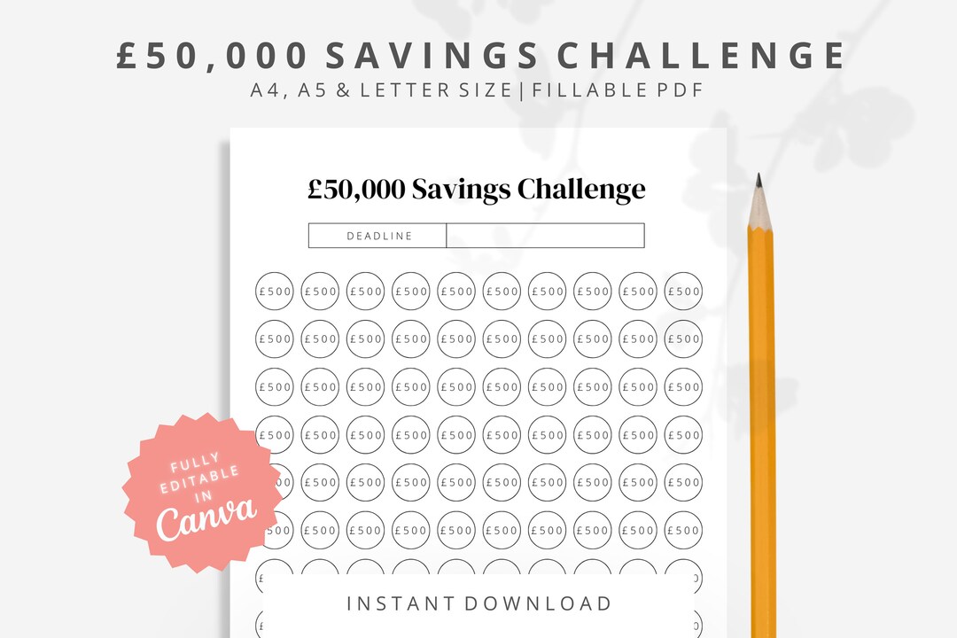 50K Saving Challenge Printable Savings Challenge Savings - Etsy