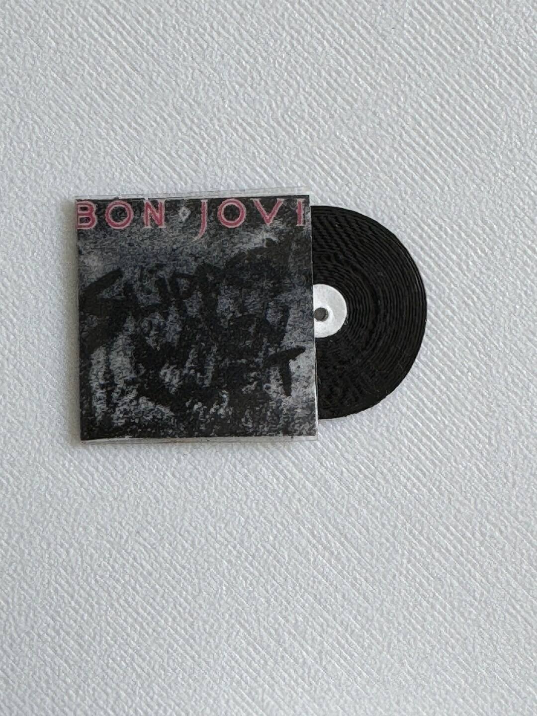 Bon Jovi Dollhouse Vinyl Miniature Record Bon Jovi Collectible Mini Bon Jovi Slippery When Wet ...