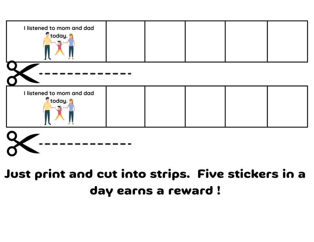 Reward Chart Listening Kids Sticker Chart Mom Dad Listening Skills ...