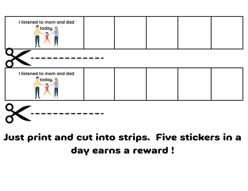 Reward Chart Listening Kids Sticker Chart Mom Dad Listening Skills ...