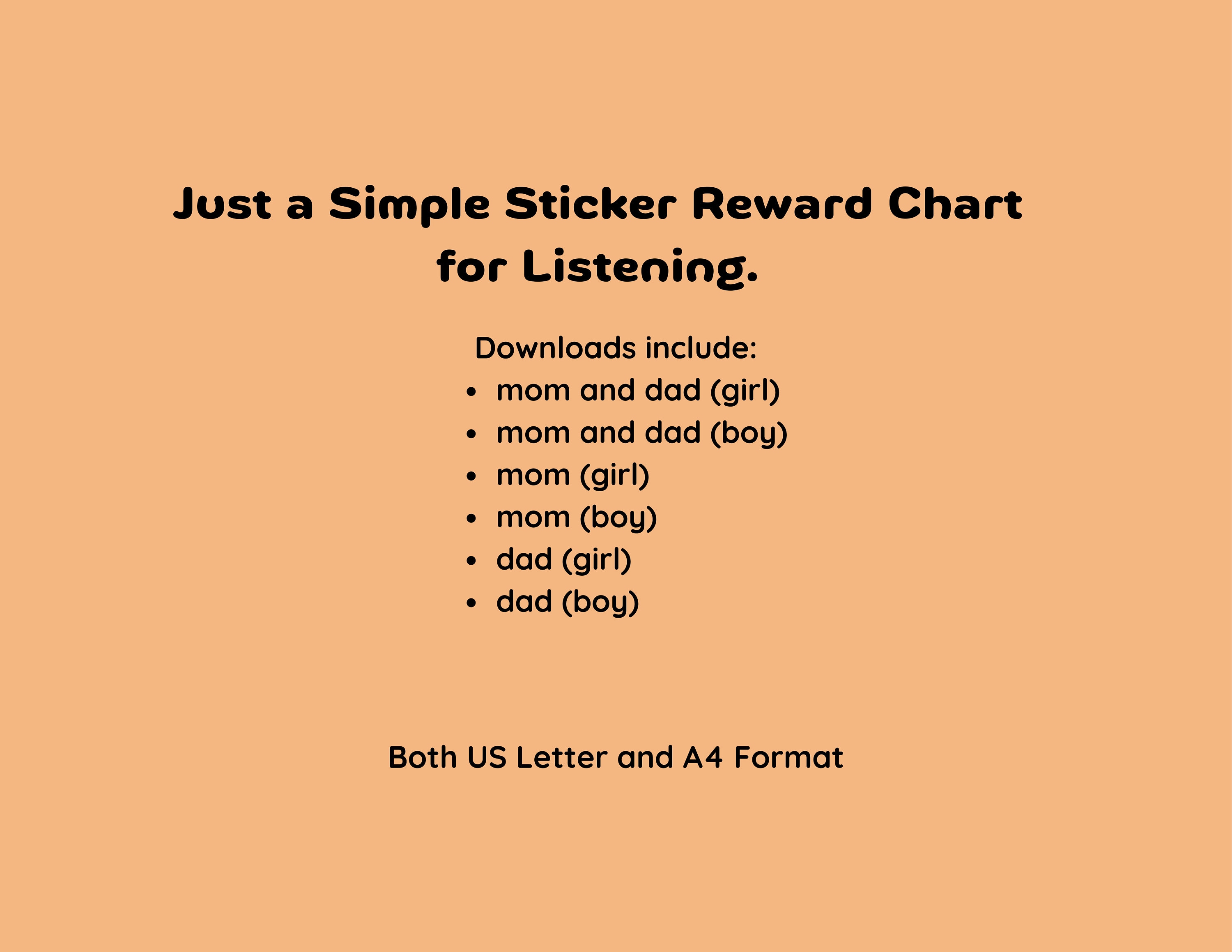Reward Chart Listening Kids Sticker Chart Mom Dad Listening Skills ...