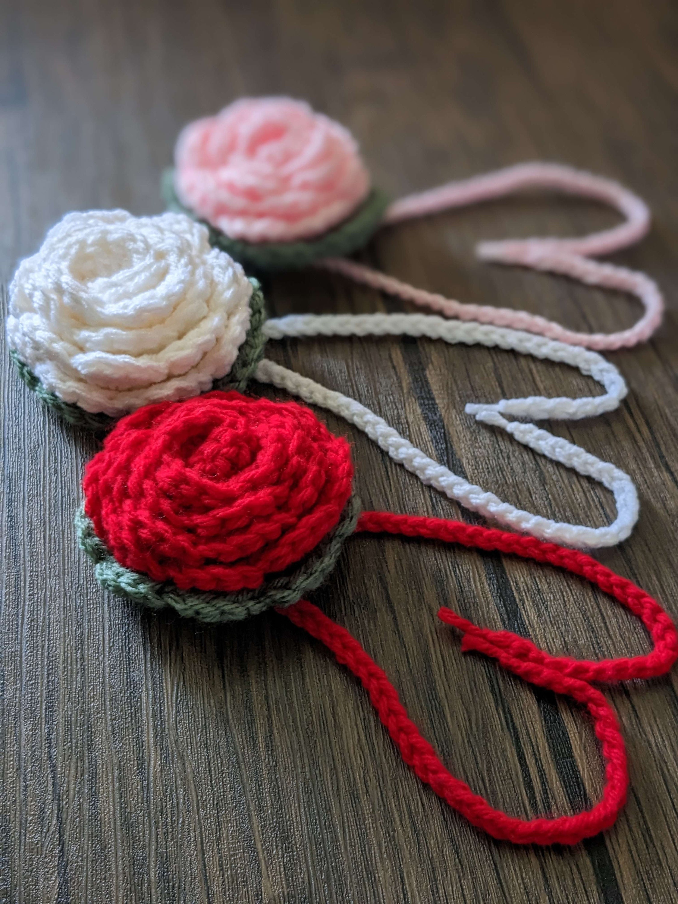 Crocheted Roses With Ties Luggage Tags Bag Tags - Etsy
