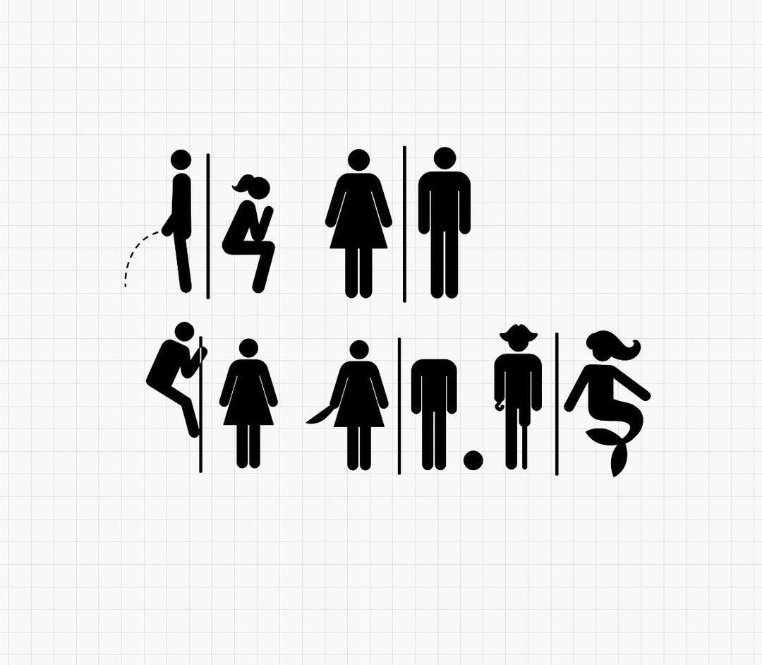 Restroom Sign Bundle - Svg | Dxf | Png | Psd | Ai | Laser Engraving ...