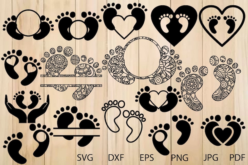Baby Feet Collection SVG PNG DXF Laser Cricut Silhouette - Etsy
