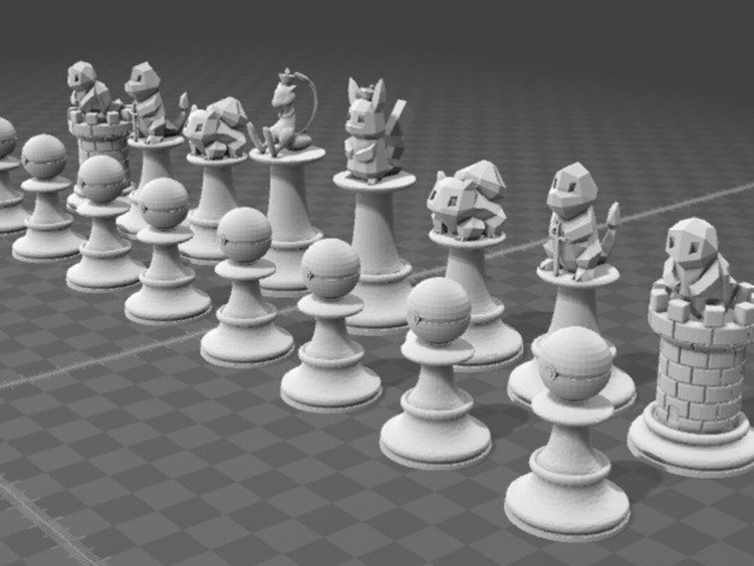 Low Poly Pokemon-inspired Chess Set - STL Chess Set Inspired by Pokemon ...