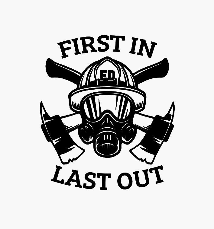 Fire Department First in Last Out, Fire Helmet and Axes - SVG EPS PNG ...
