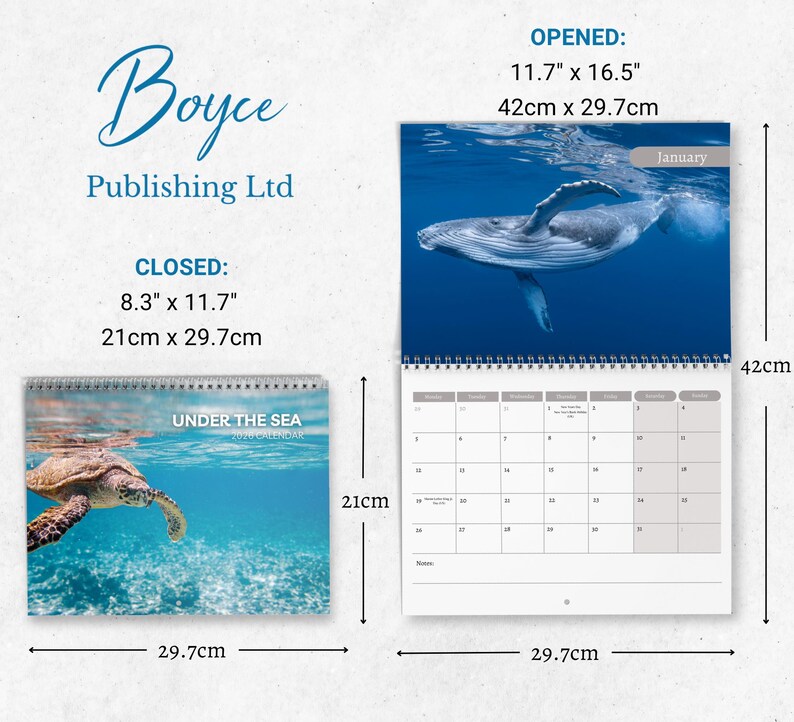 Under the Sea Calendar 2026: Monthly Wall Calendar With Notes, Opens to ...