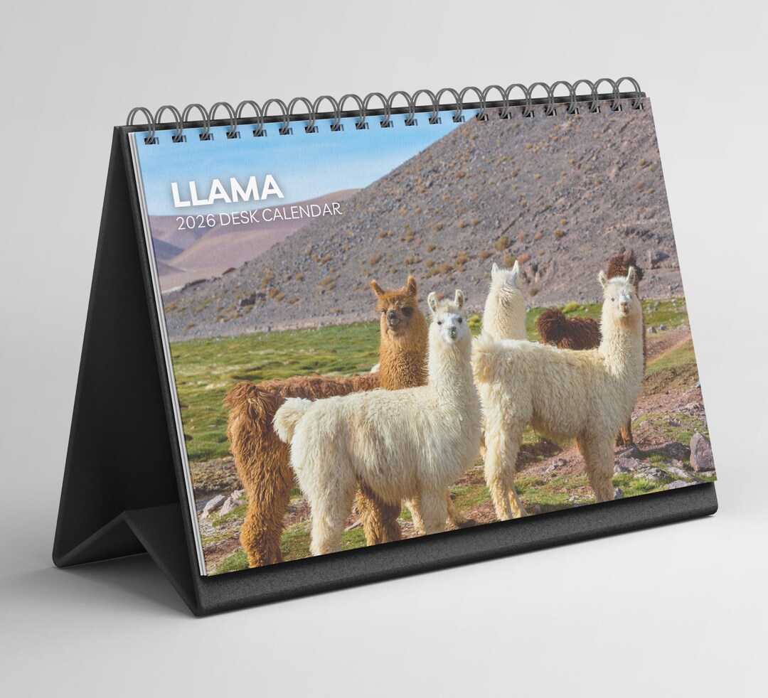 Llama Desk Calendar 2026-2027: Standing Flip Desktop Calendar With ...