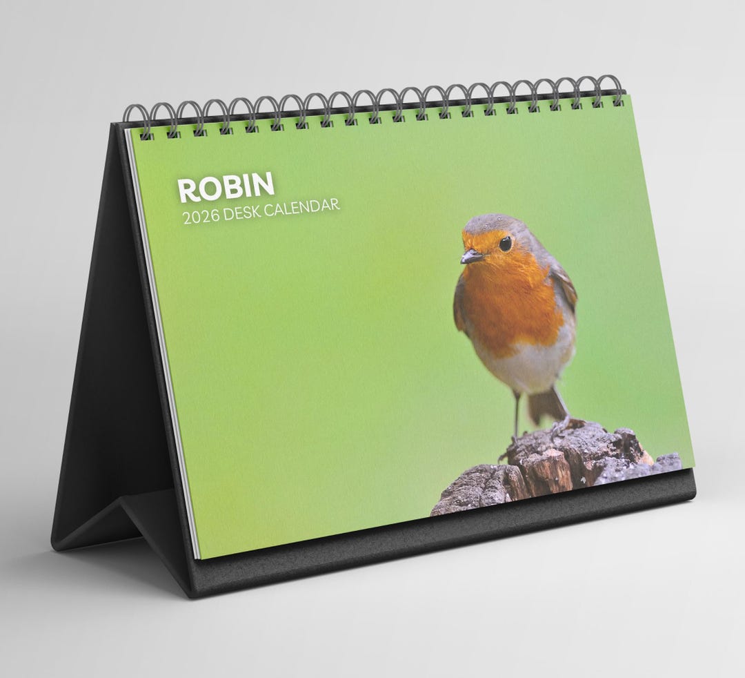 Robin Desk Calendar 2026-2027: Standing Flip Desktop Calendar With ...