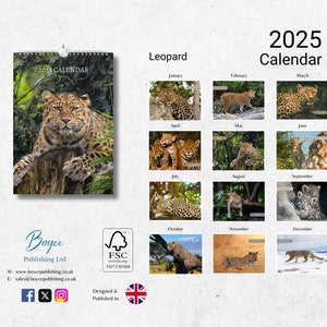 Leopard Calendar 2025: Monthly Wall Calendar With Notes, Hanging A4 ...