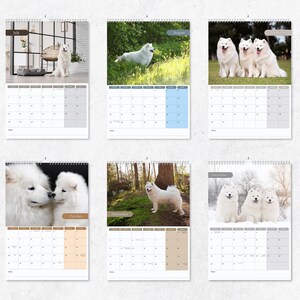 Samoyed Calendar 2025: Monthly Wall Calendar With Notes, Hanging A4 ...