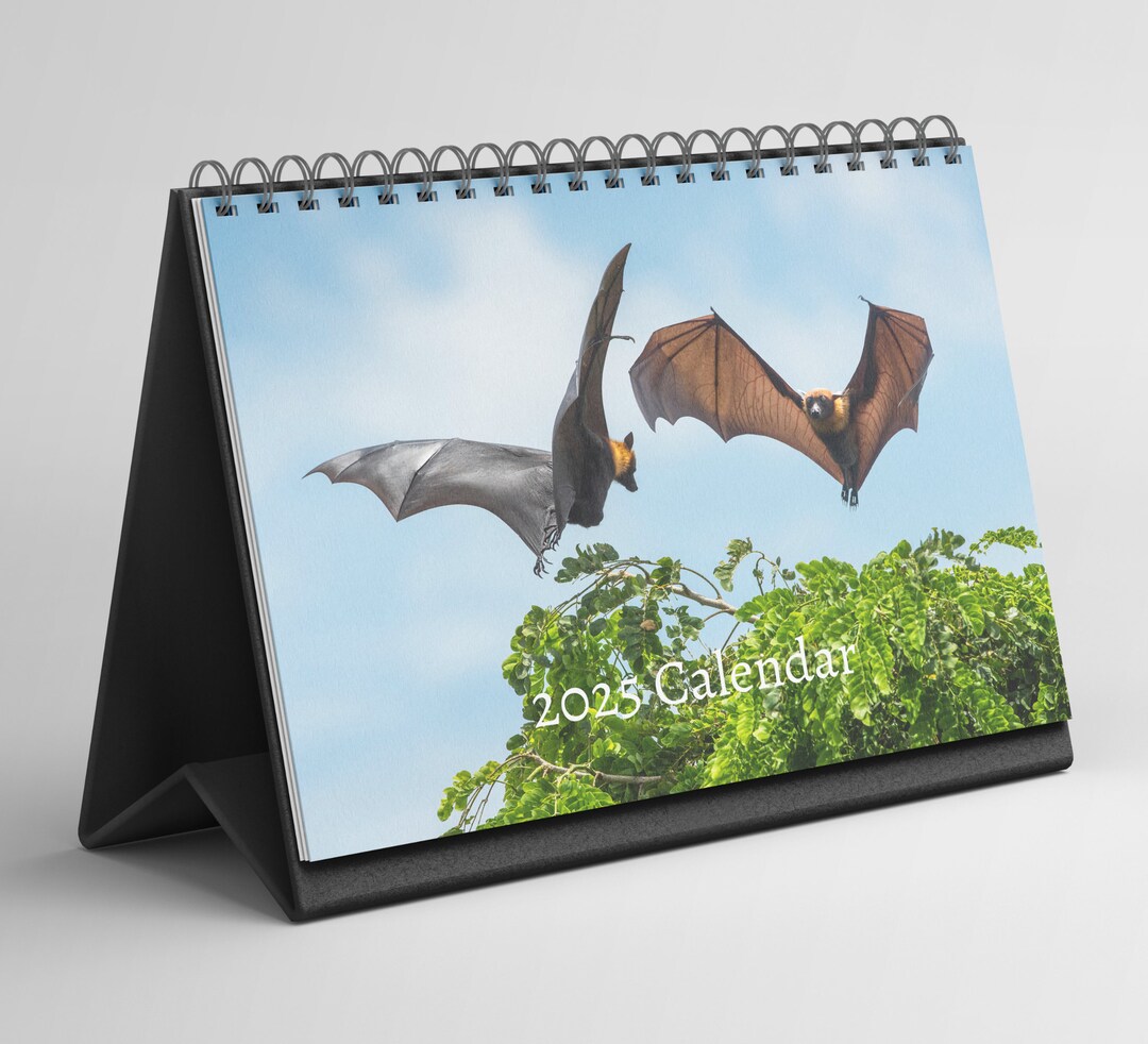 Bat Desk Calendar 2025-2026: Standing Flip Desktop Calendar With Thick ...
