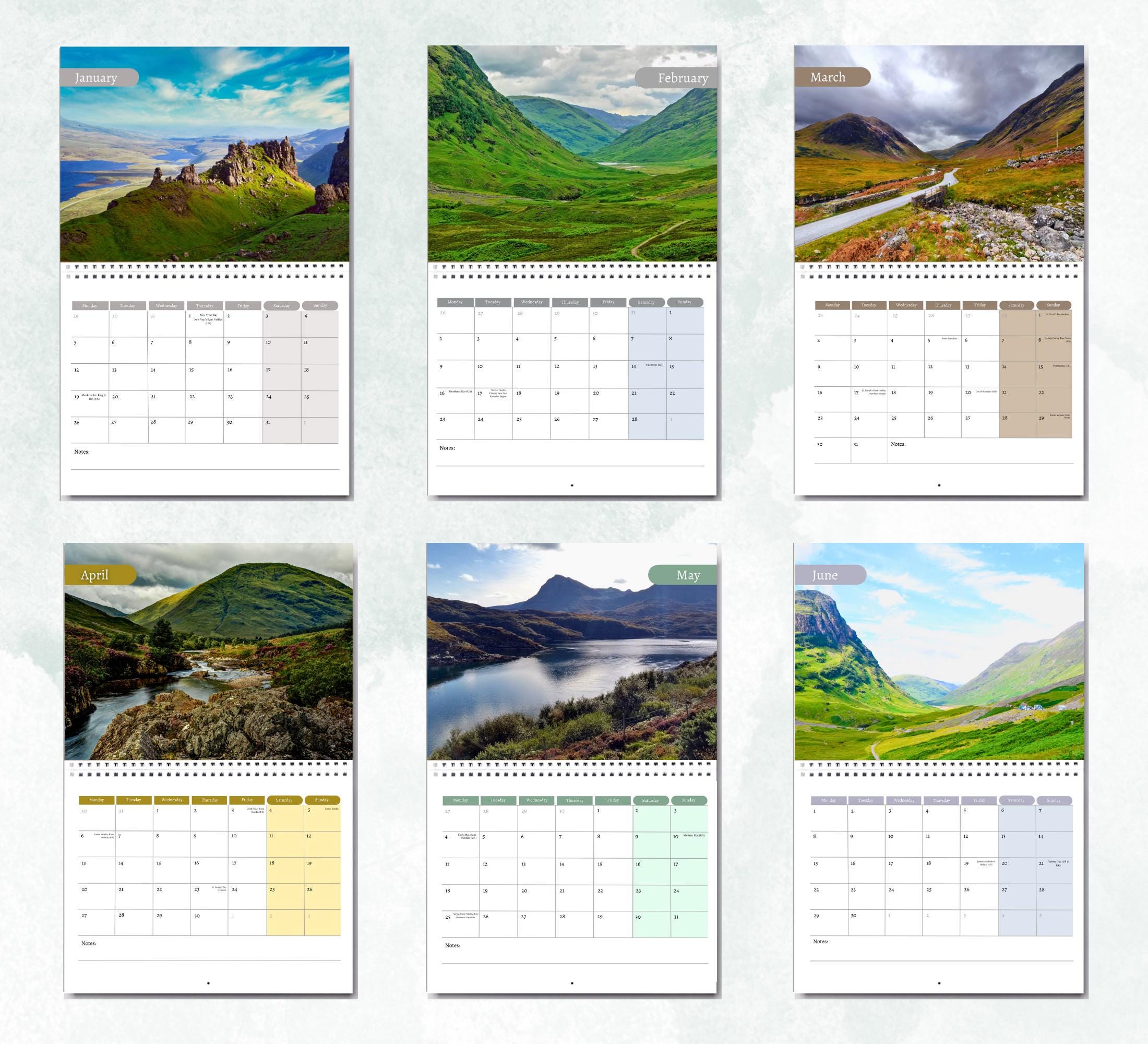 Scottish Highlands Calendar 2026: Monthly Wall Calendar With Notes ...