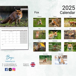 Fox Calendar 2025: Monthly Wall Calendar With Notes, Opens to A3 Size ...