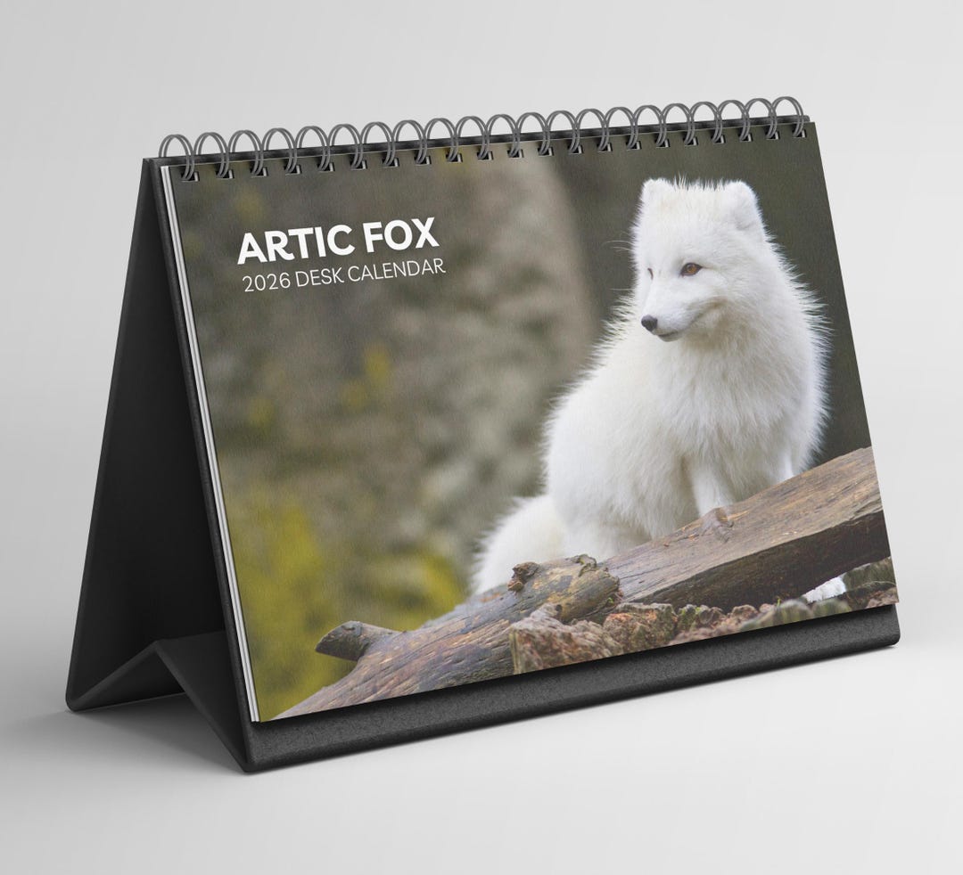 Artic Fox Desk Calendar 2026-2027: Standing Flip Desktop Calendar With ...