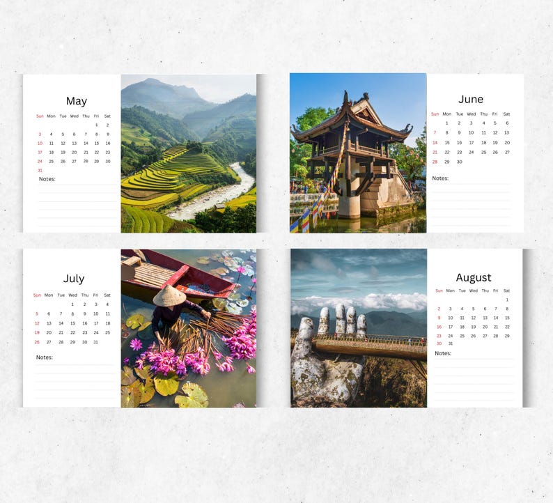 Vietnam Desk Calendar 2026-2027: Standing Flip Desktop Calendar With ...