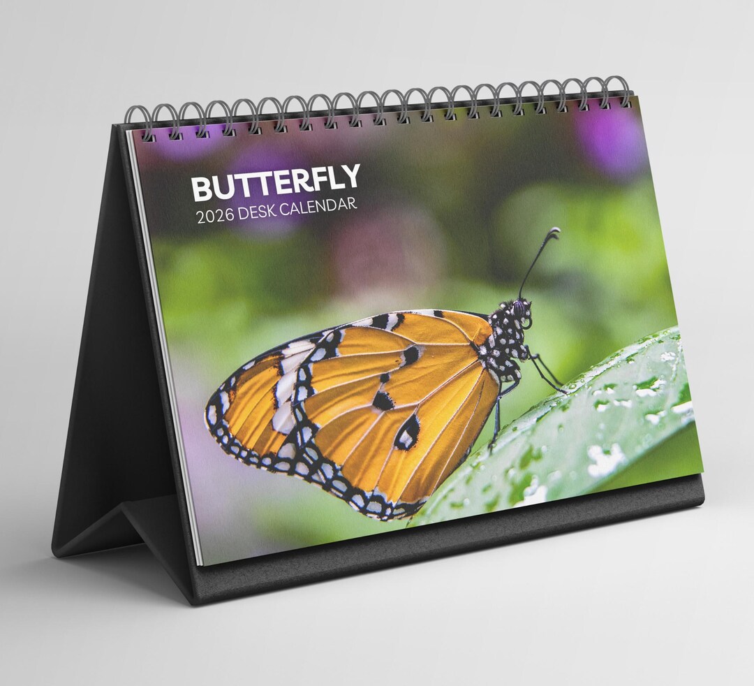 Butterfly Desk Calendar 2026-2027: Standing Flip Desktop Calendar With ...