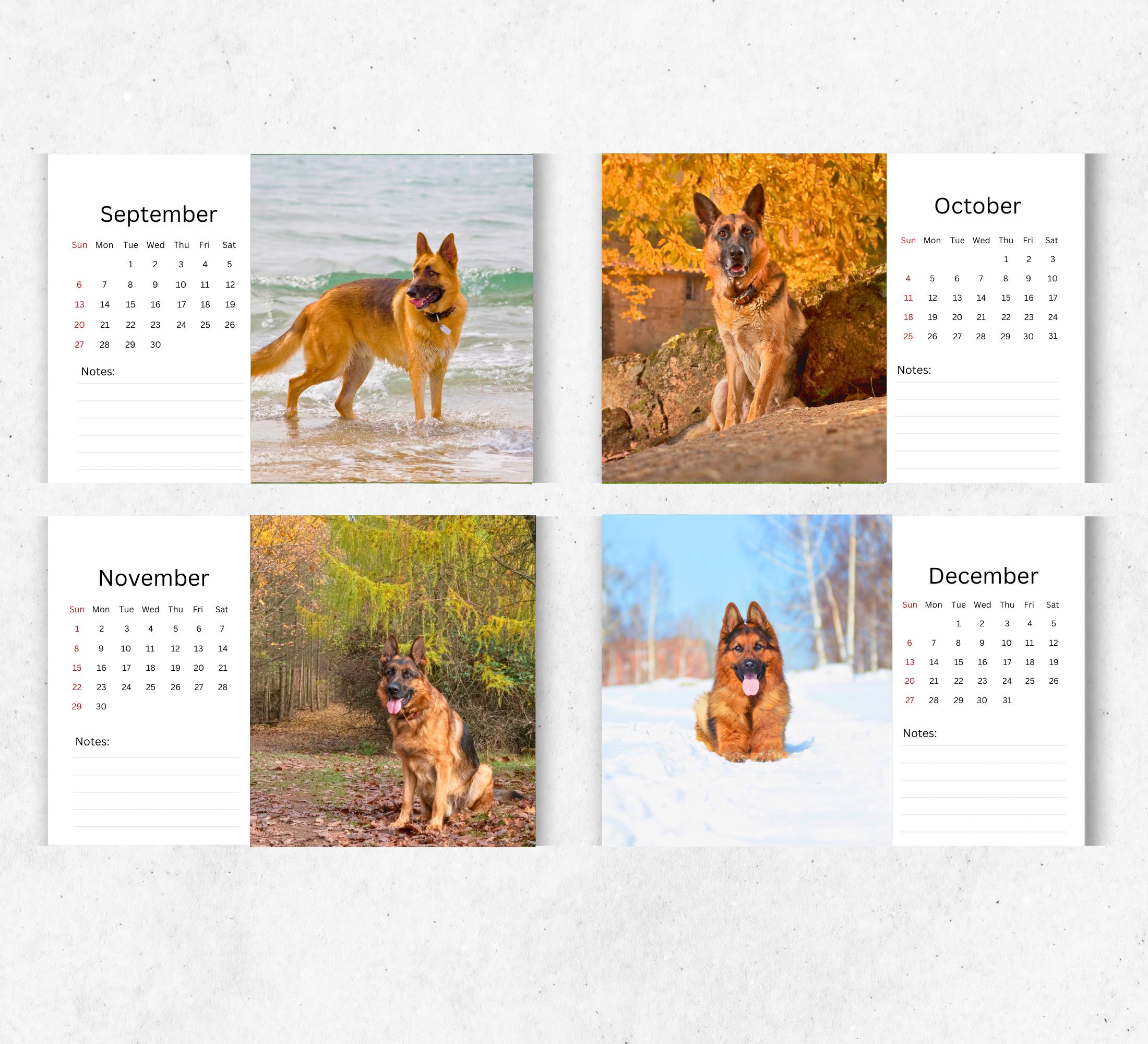 German Shepherd Desk Calendar 2026-2027: Standing Flip Desktop Calendar ...