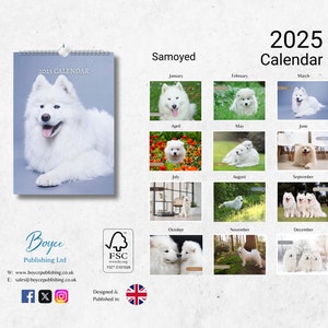 Samoyed Calendar 2025: Monthly Wall Calendar With Notes, Hanging A4 ...