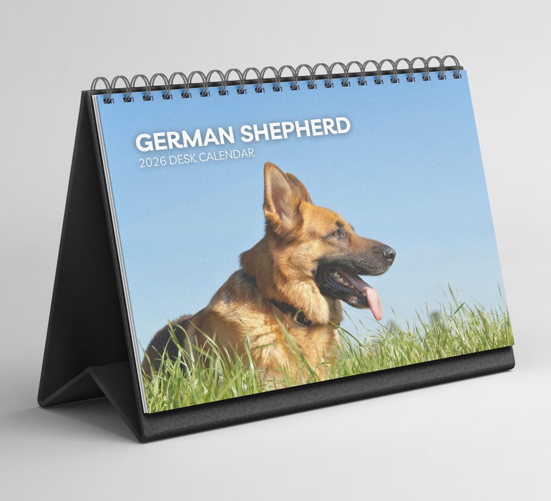 German Shepherd Desk Calendar 2026-2027: Standing Flip Desktop Calendar ...