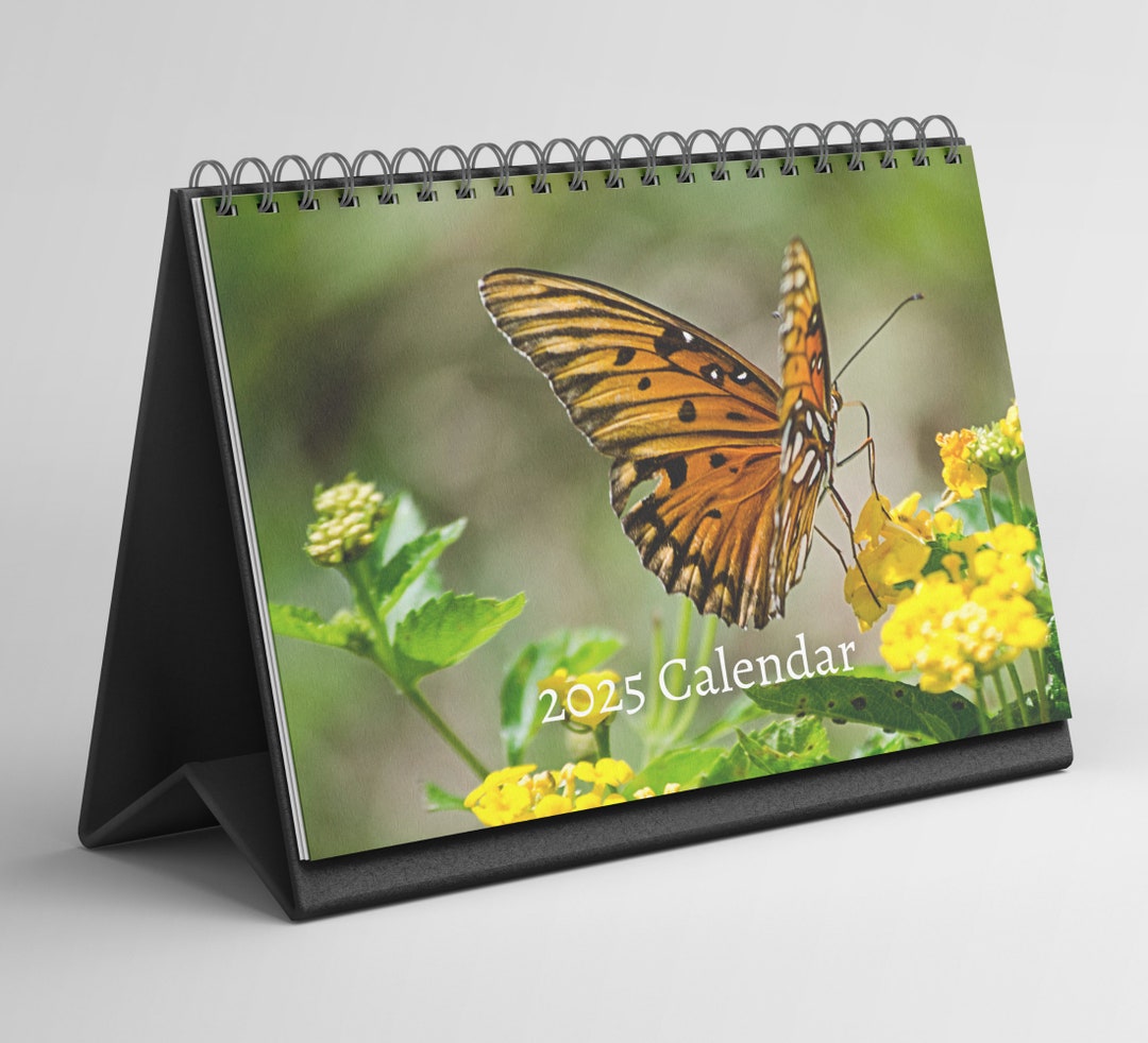 Butterfly Desk Calendar 2025-2026: Standing Flip Desktop Calendar With ...