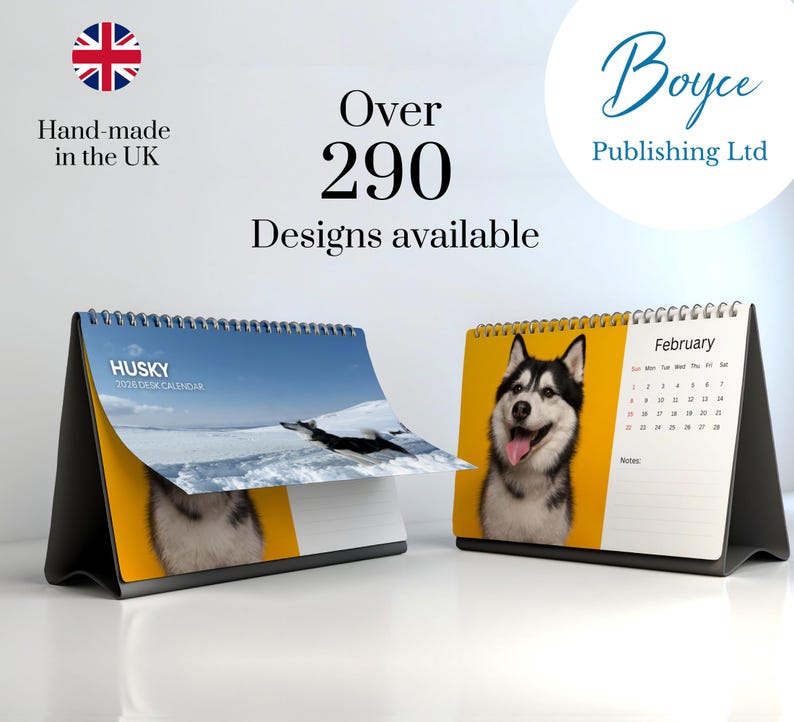 Husky Desk Calendar 2026-2027: Standing Flip Desktop Calendar With ...