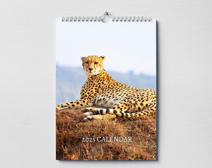 Cheetah Calendar 2025: Monthly Wall Calendar With Notes, Hanging A4 ...