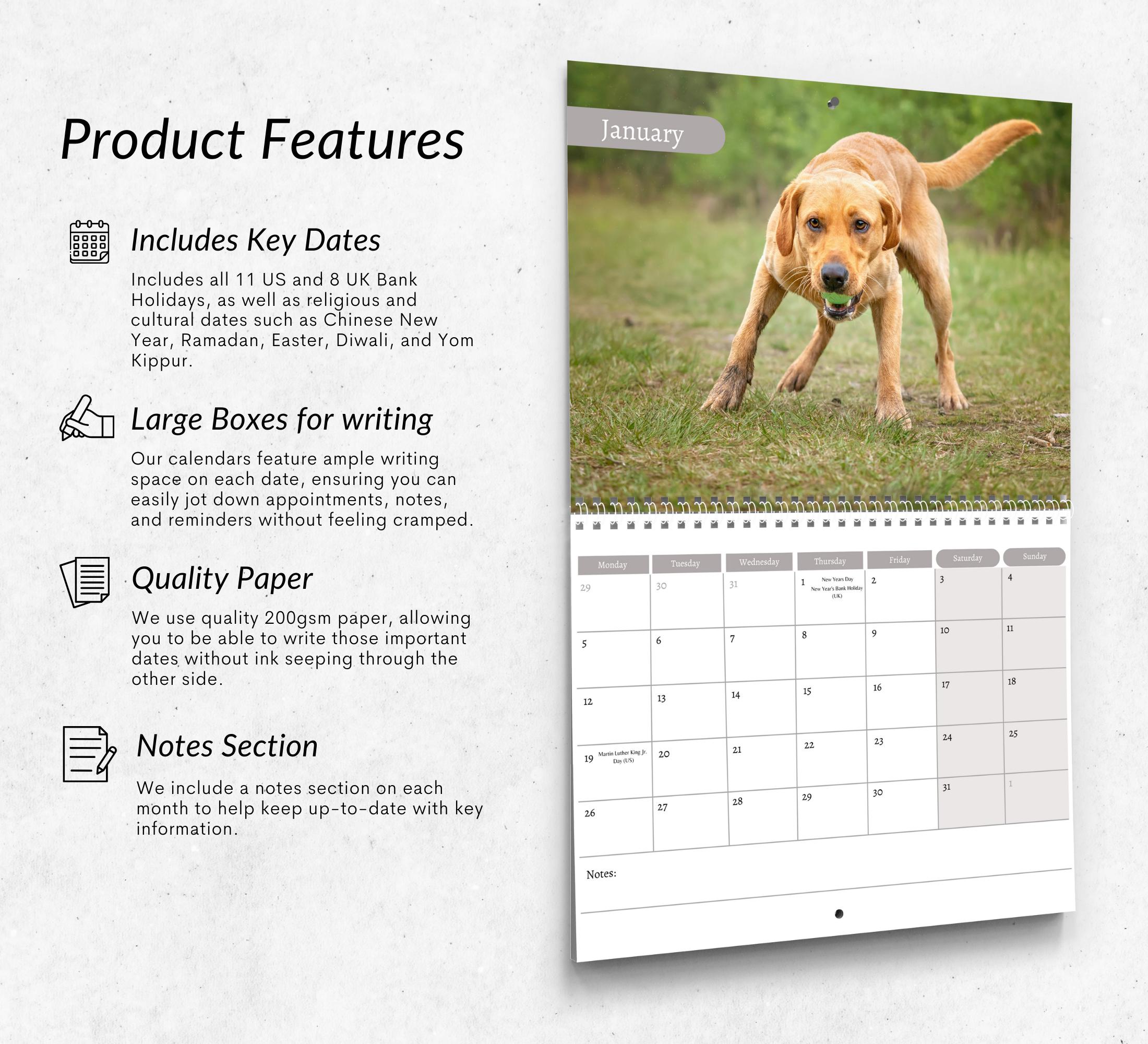Fox Red Labrador Calendar 2026: Monthly Wall Calendar With Notes, Opens ...