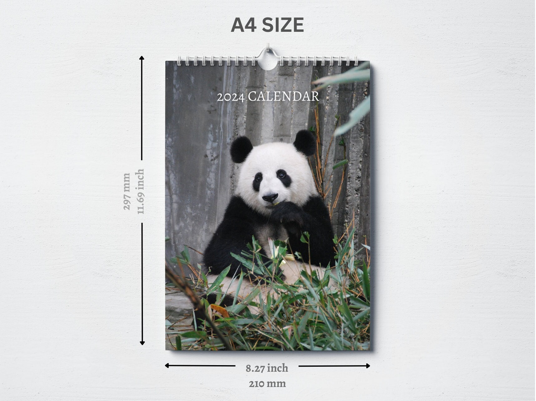 Panda Calendar 2024 Monthly Wall Calendar, A4 Hanging Calendar Perfect ...