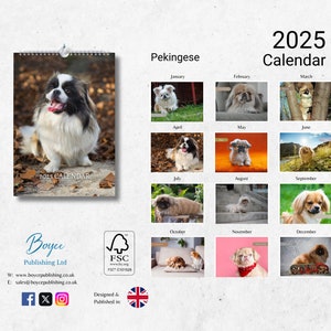 Pekingese Calendar 2025: Monthly Wall Calendar With Notes, Hanging A4 ...
