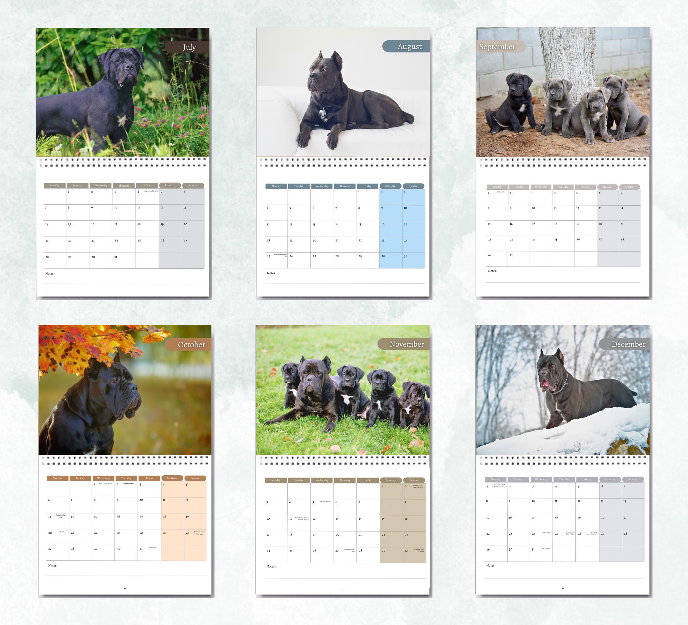 Cane Corso Calendar 2026: Monthly Wall Calendar With Notes, Opens to A3 ...