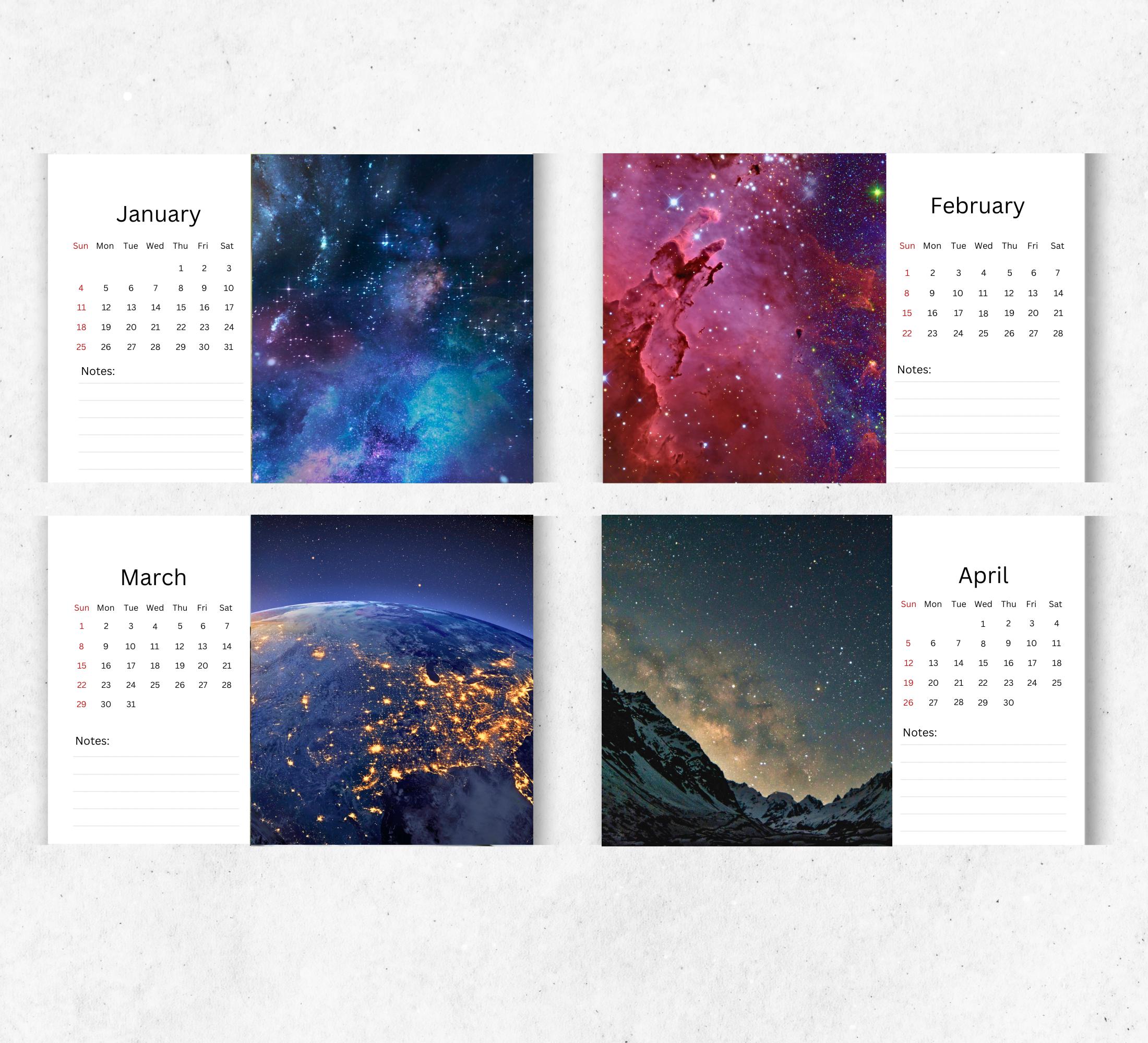 Space Desk Calendar 2026-2027: Standing Flip Desktop Calendar With ...
