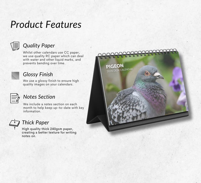 Pigeon Desk Calendar 2026-2027: Standing Flip Desktop Calendar With ...