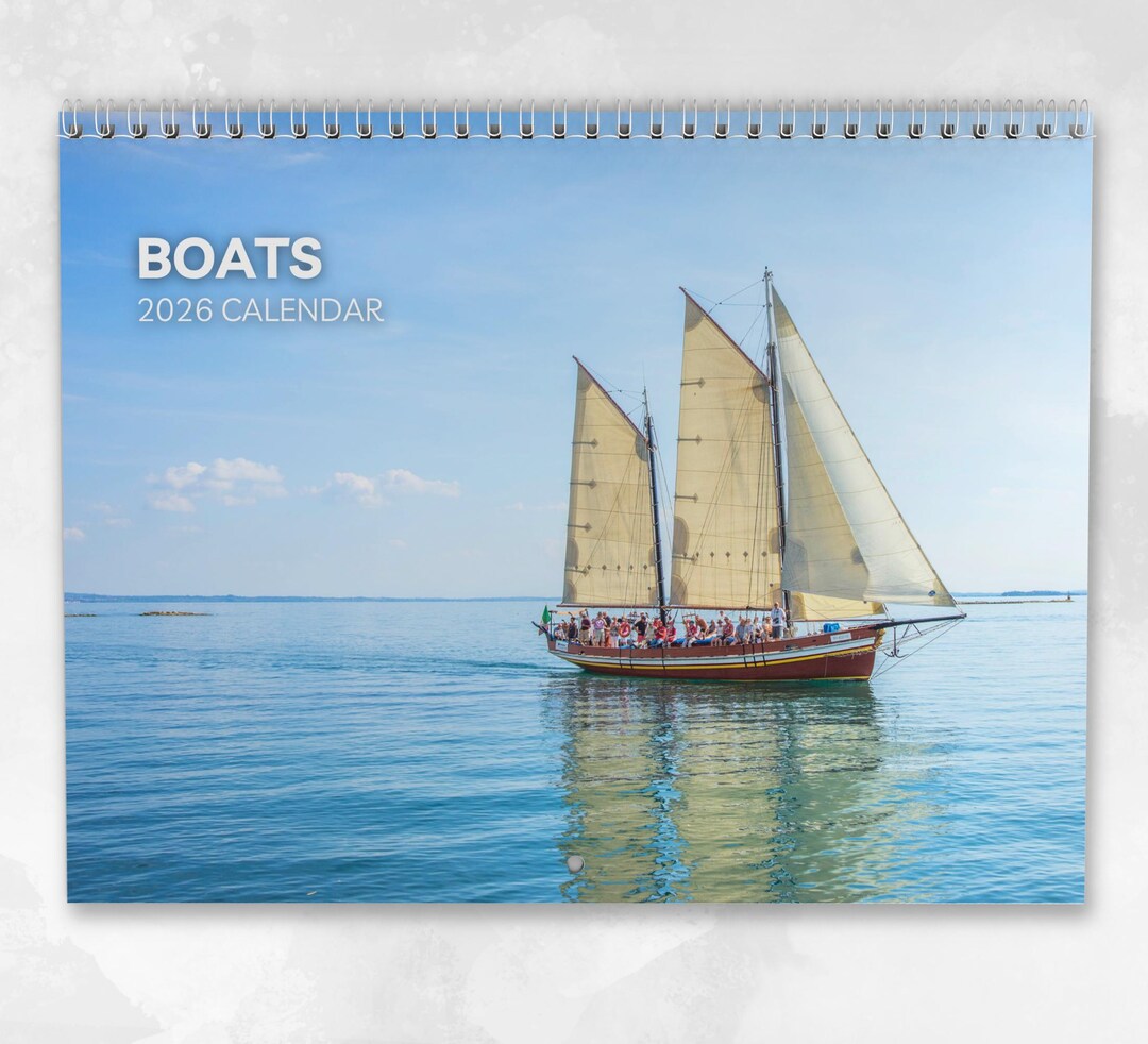 Boats Calendar 2026: Monthly Wall Calendar With Notes, Opens to A3 Size ...