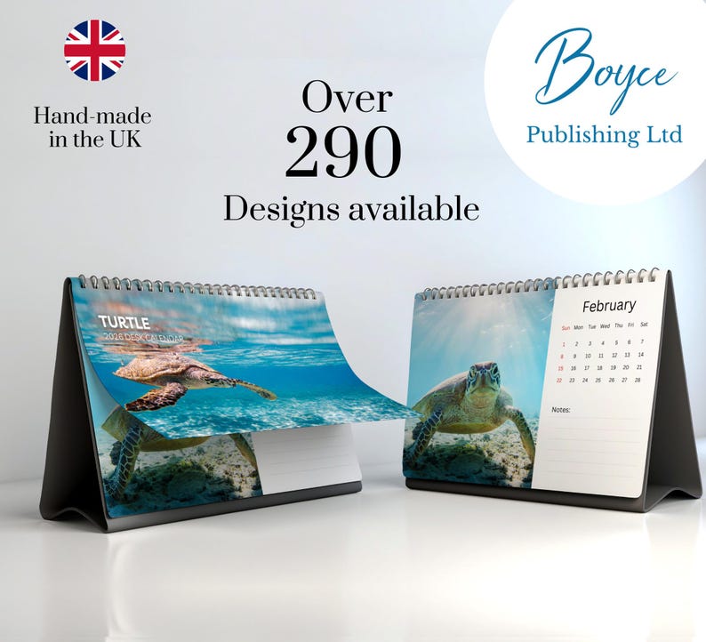 Turtle Desk Calendar 2026-2027: Standing Flip Desktop Calendar With ...