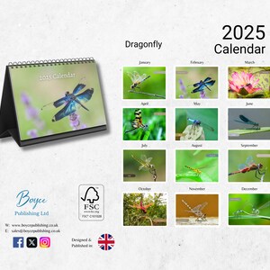 Dragonfly Desk Calendar 2025-2026: Standing Flip Desktop Calendar With ...