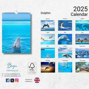 Dolphin Calendar 2025: Monthly Wall Calendar With Notes, Hanging A4 ...