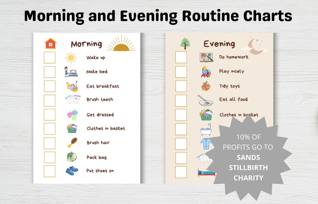 Kids Daily Routine Chart Morning and Evening Routine Chart - Etsy Australia