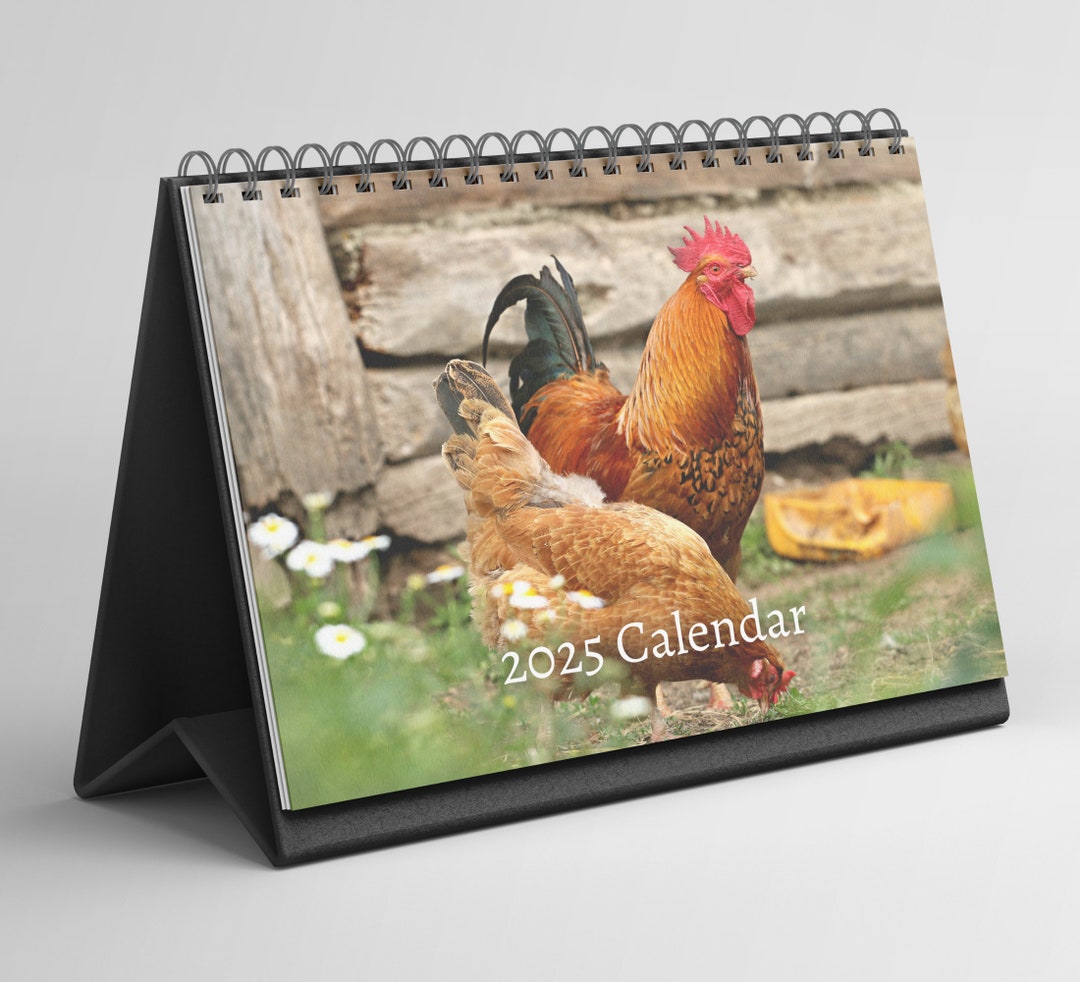 Chicken Desk Calendar 2025-2026: Standing Flip Desktop Calendar With ...