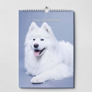 Samoyed Calendar 2025: Monthly Wall Calendar With Notes, Hanging A4 ...